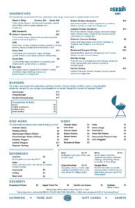 Menu - Oskar's Cafe at Lake Martin